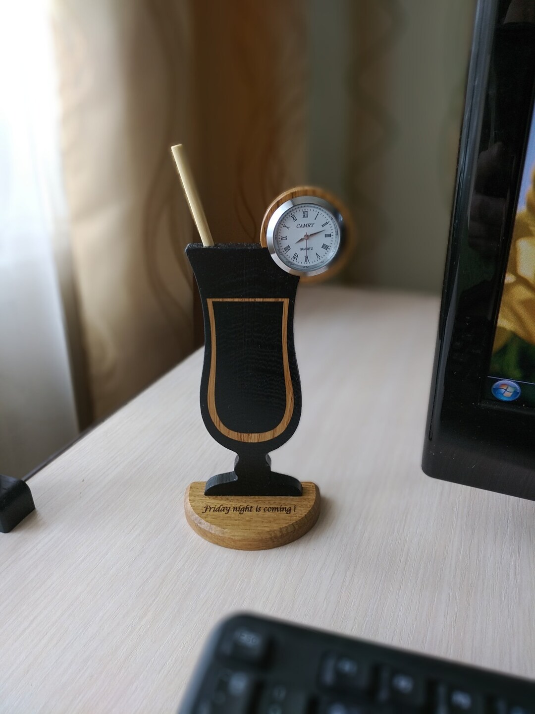 Wooden Desk Clock Small Desk Clock Office Desk Organization - Etsy