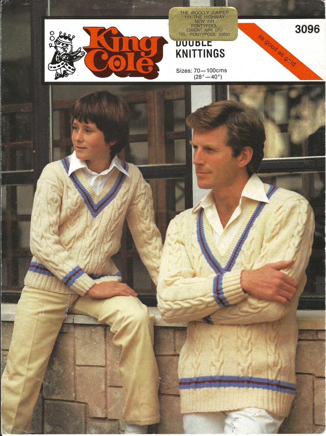 Vintage 1980s King Cole Double Knitting Pattern Cricket Jumpers ...