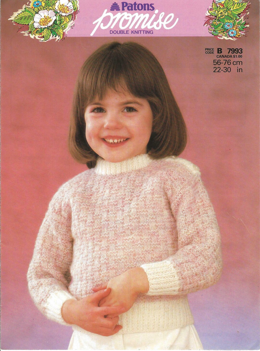 Vintage 1980s Paton's Promise Double Knitting Child's Sweater / Jumper ...