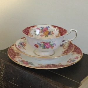 Paragon Rockingham Red Bone China Trio Teacup Saucer and - Etsy UK