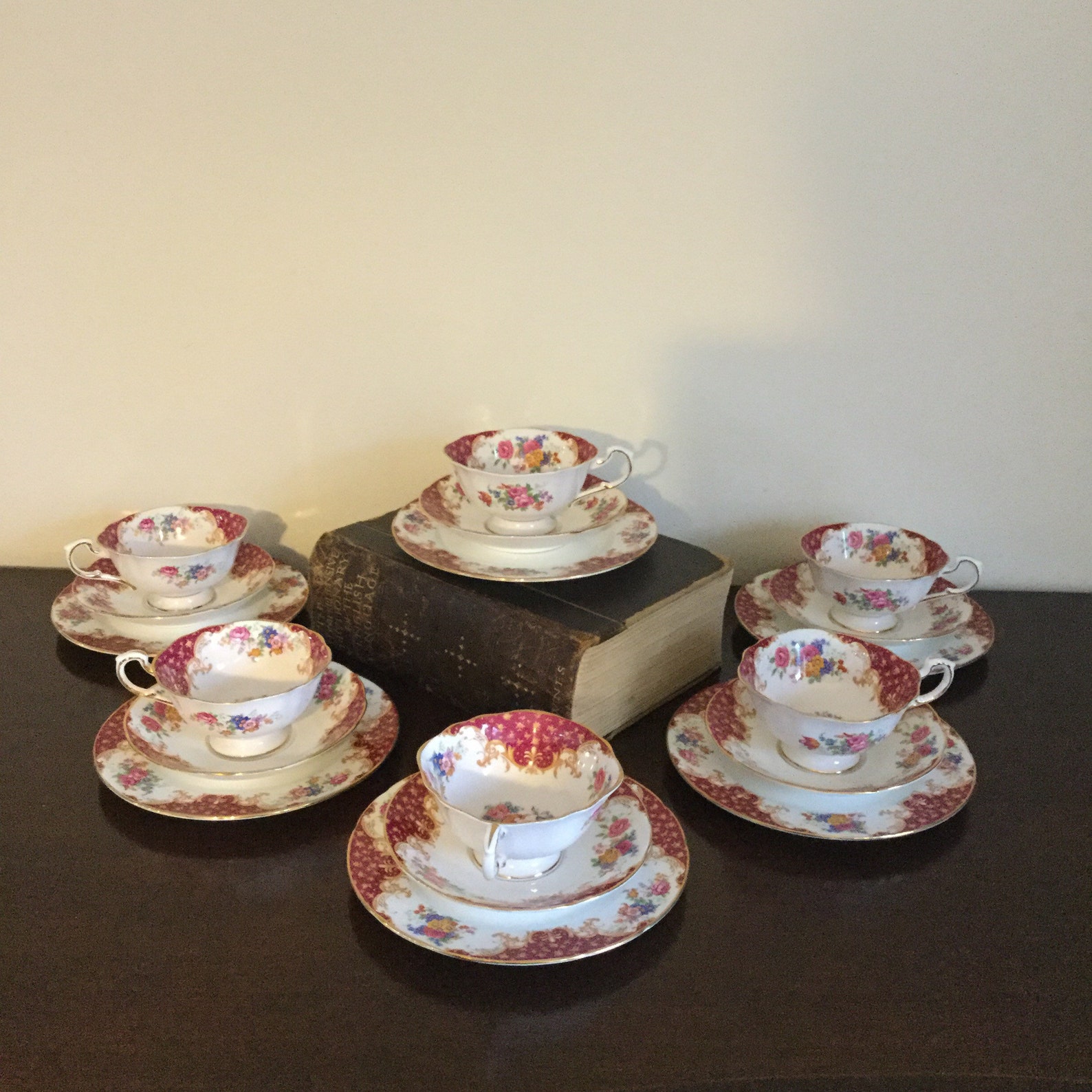 Paragon Rockingham Red Bone China Trio Teacup Saucer and | Etsy