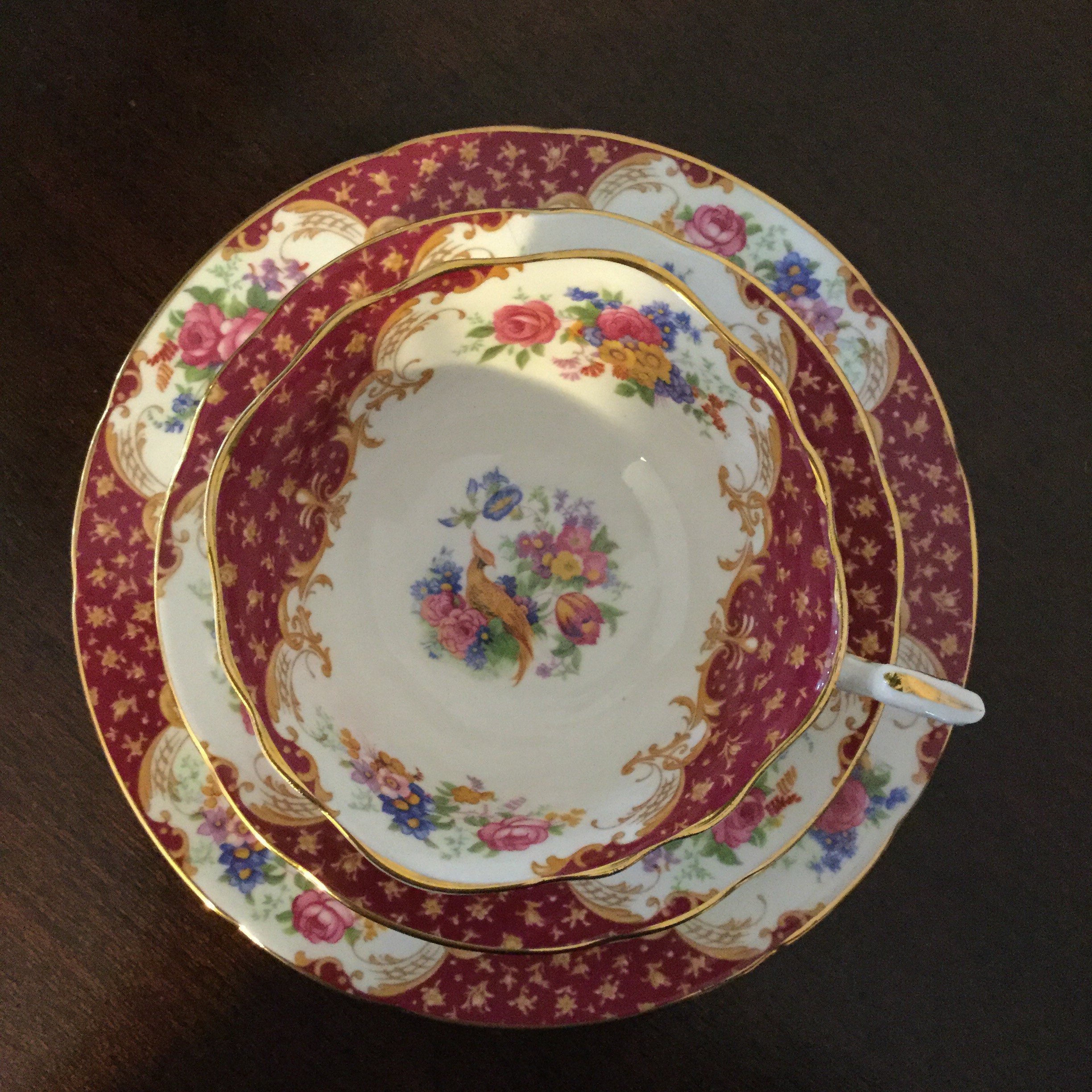 Paragon Rockingham Red Bone China Trio Teacup Saucer and - Etsy UK