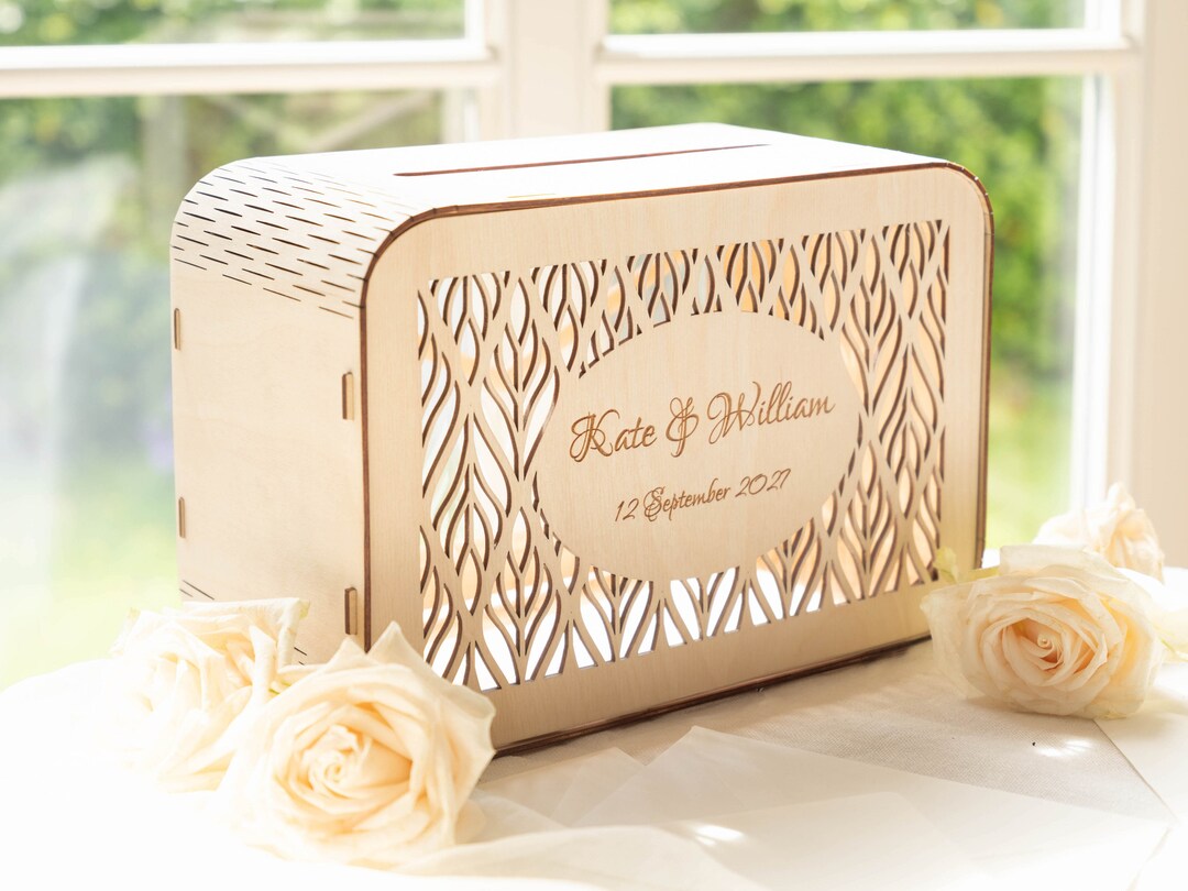 Personalized Boho Wedding Card Box With Slot, Wooden Wedding Reception ...