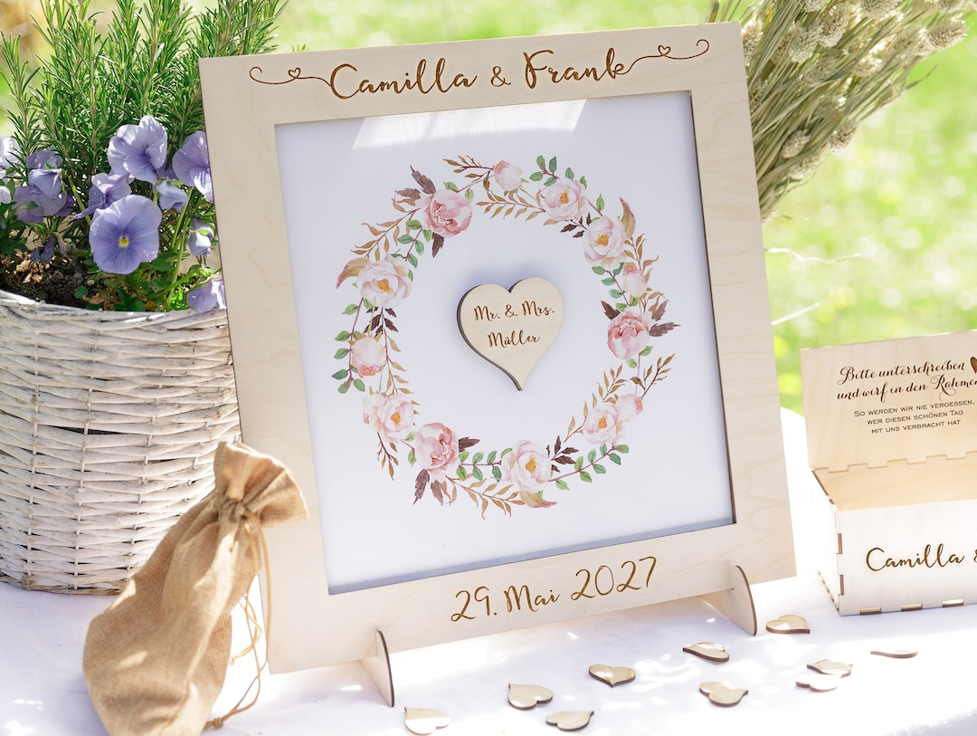 Personalized Guest Book Wooden Frame Alternative Guest Book Birthday ...