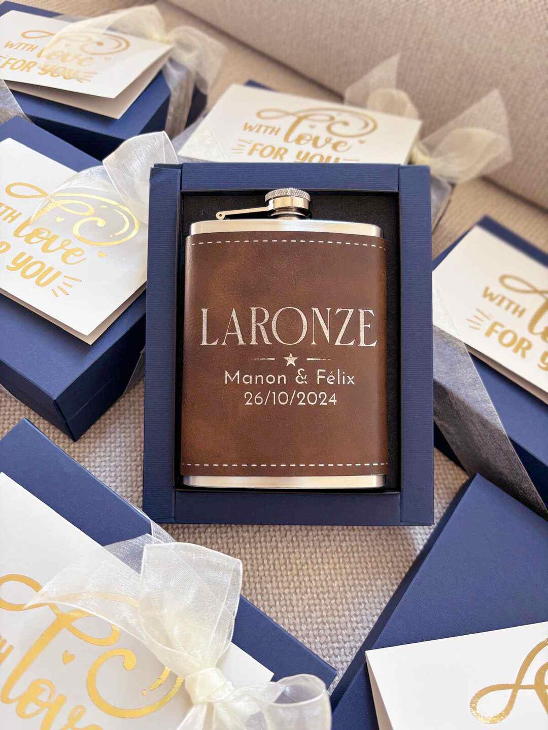 Wedding Whiskey Flask - Best Man and Groom Gift, Custom Engraved Vegan ...