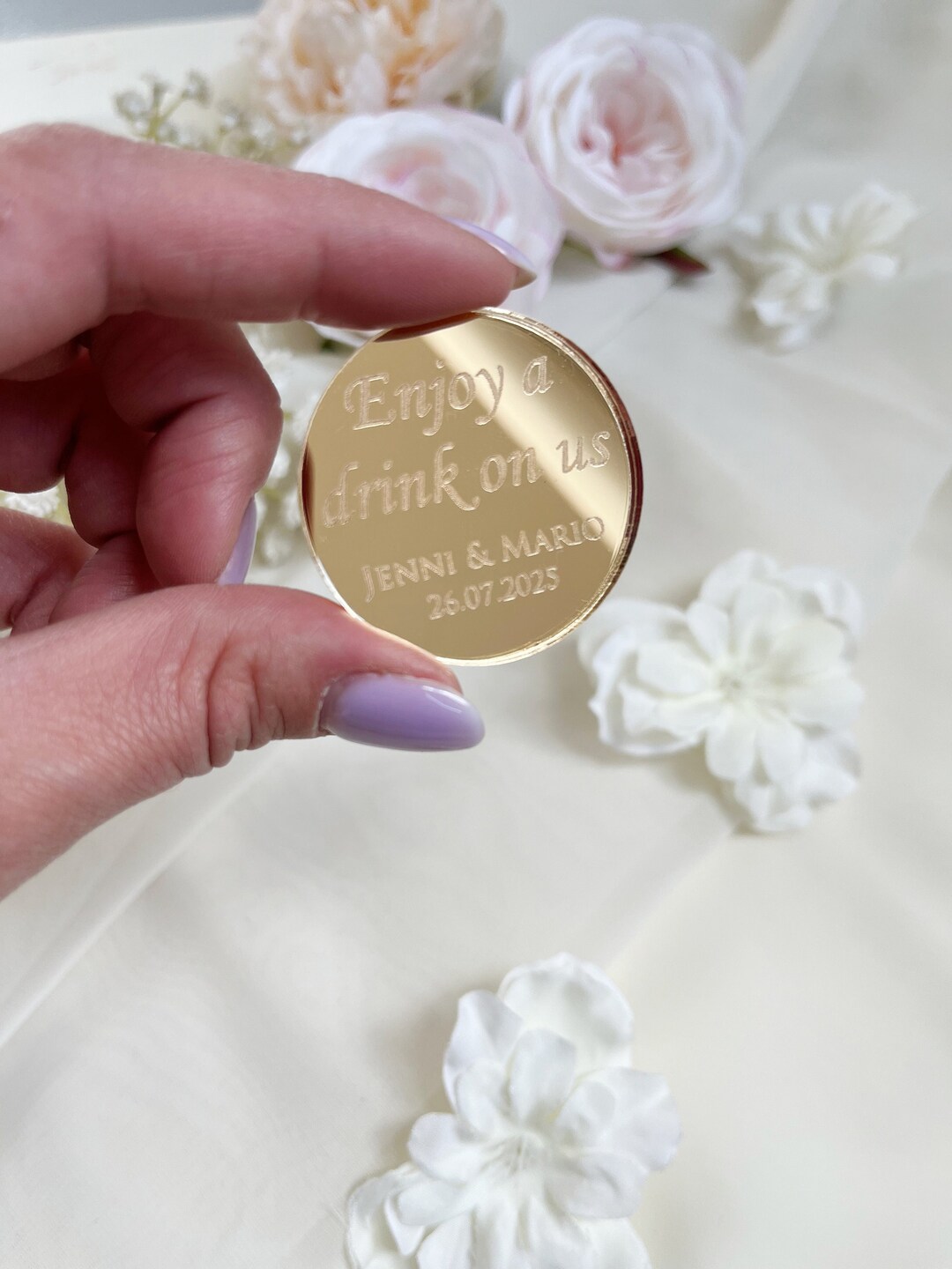 Engraved Acrylic Tokens, Luxury Wedding Gifts, Personalized Drinks ...