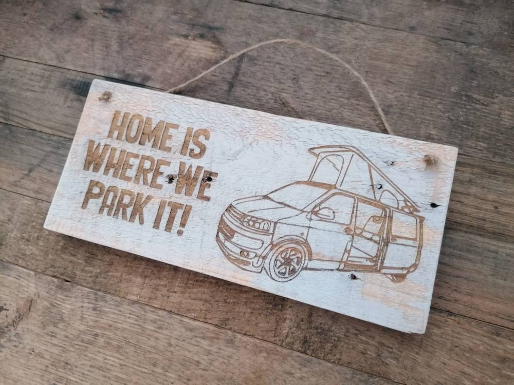 Handmade Rustic Wooden Laser Engraved VW T5 Camper Sign | Etsy