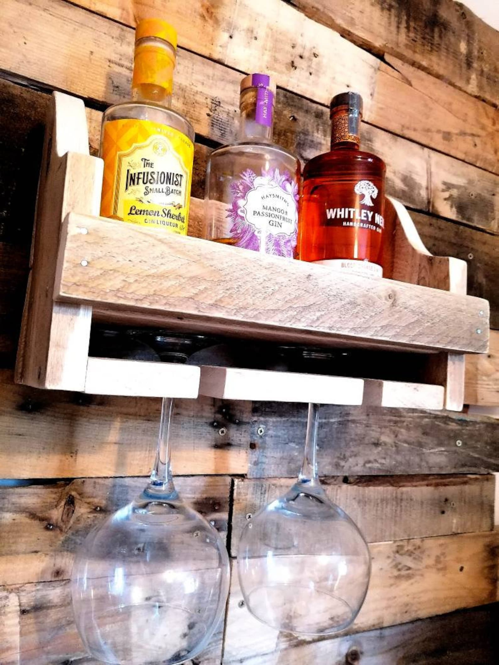 Handmade Rustic Wooden Gin Rack & Gin Glass Holder | Etsy
