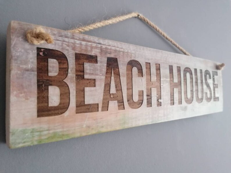 Rustic Wooden Handmade Beach House Sign Laser Engraved Beach | Etsy