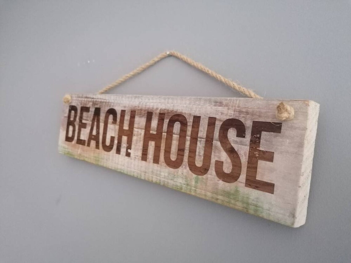 Rustic Wooden Handmade Beach House Sign Laser Engraved Beach | Etsy
