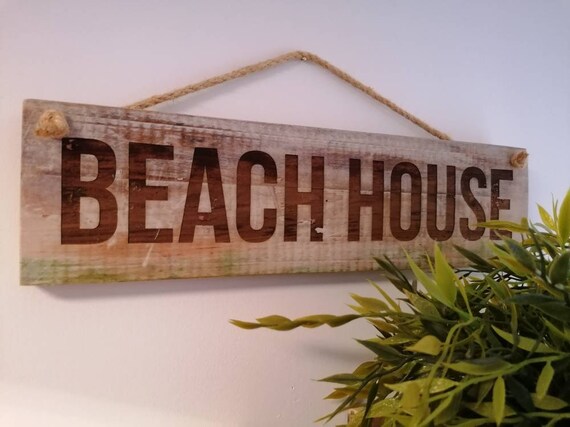 Rustic Wooden Handmade Beach House Sign Laser Engraved Beach | Etsy