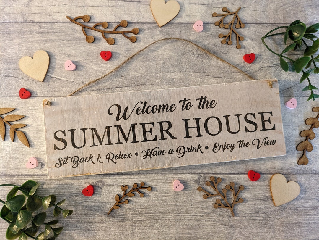 Rustic Summer House Sign: Laser Engraved Reclaimed Wood Decor - Etsy UK