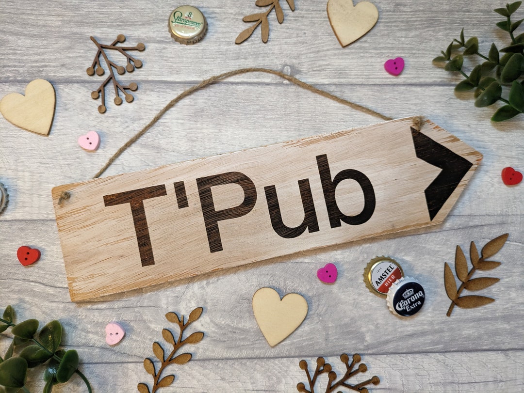 Handmade Rustic Wooden T'pub Sign - Yorkshire Home Bar Decor - Etsy