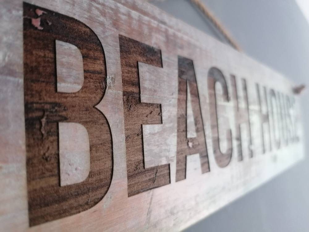 Rustic Wooden Handmade Beach House Sign Laser Engraved Beach | Etsy