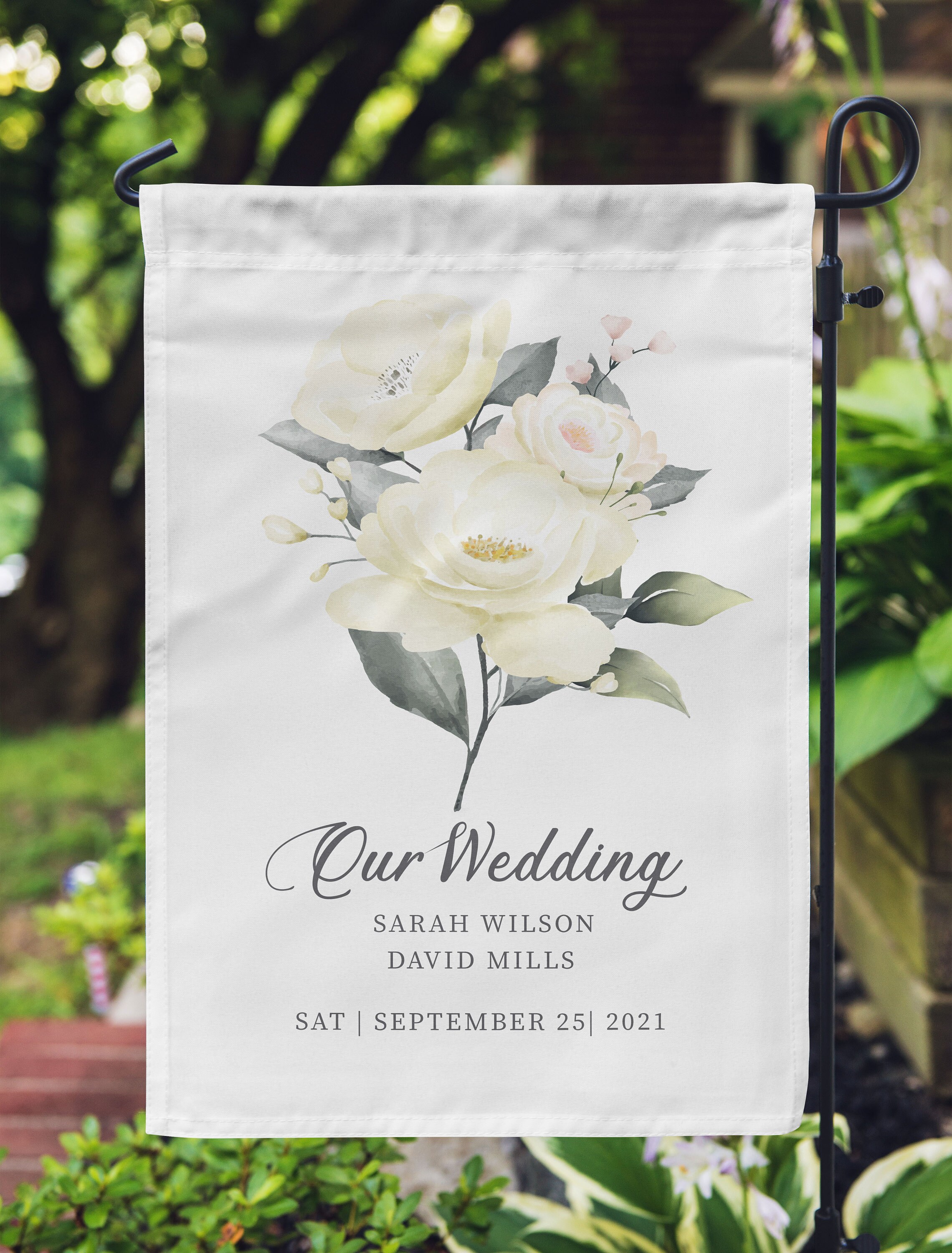 Personalized Floral Wedding Garden Flag: Outdoor Reception Decor - Etsy
