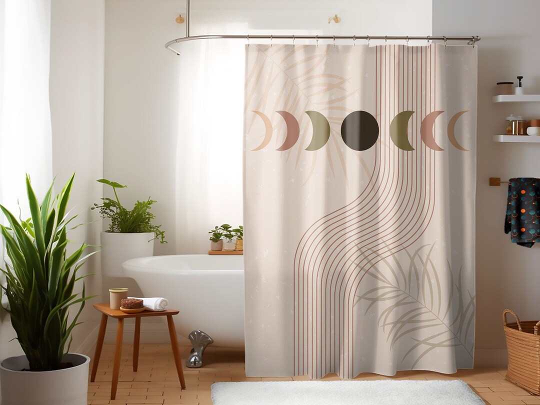 Phases of the Moon Shower Curtain - 71 X 74 Inches Celestial Themed ...