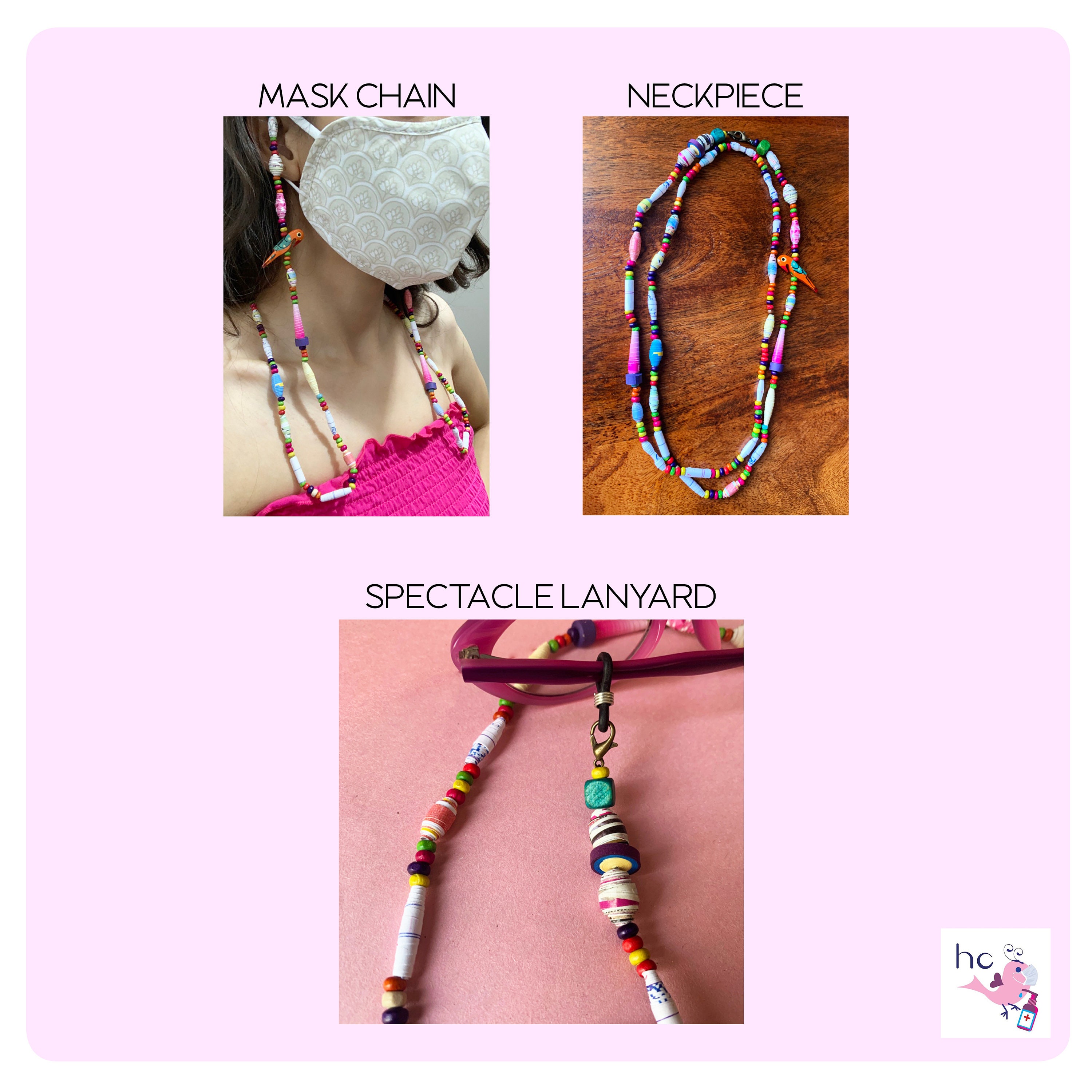 Face Mask Chain Spectacle Chain Paper Beads Face Mask - Etsy