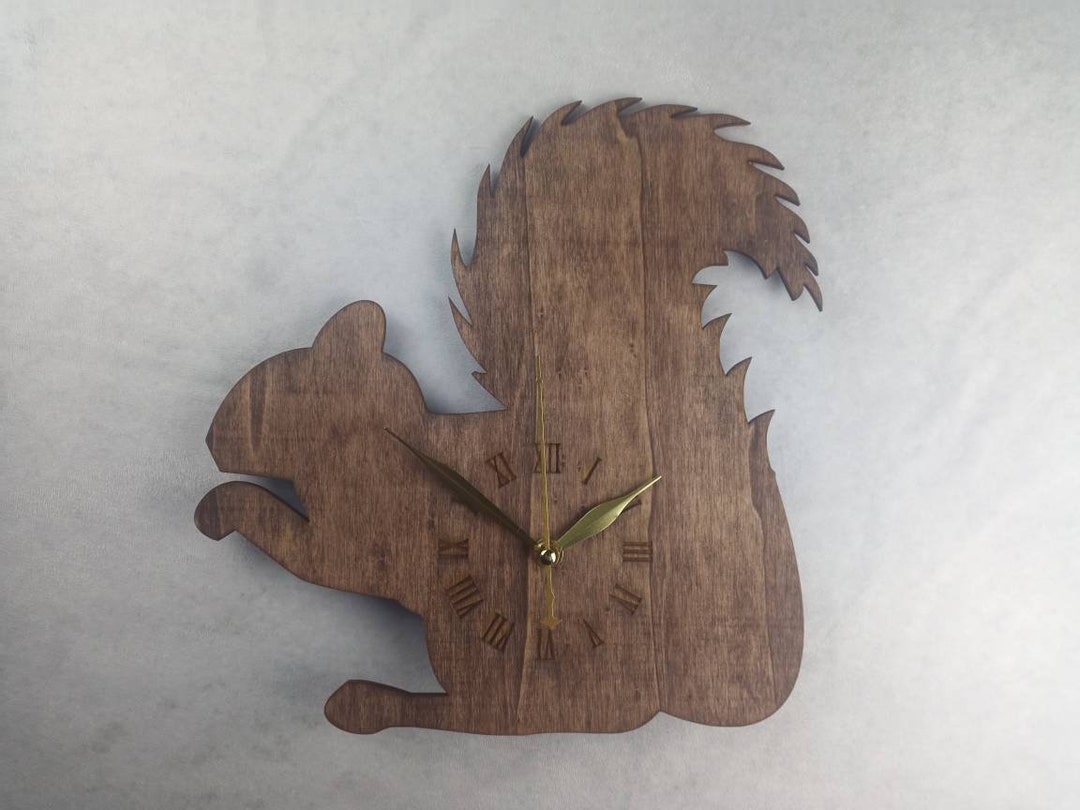Wooden Wall Clock Squirrel Wall Clock Walnut - Etsy