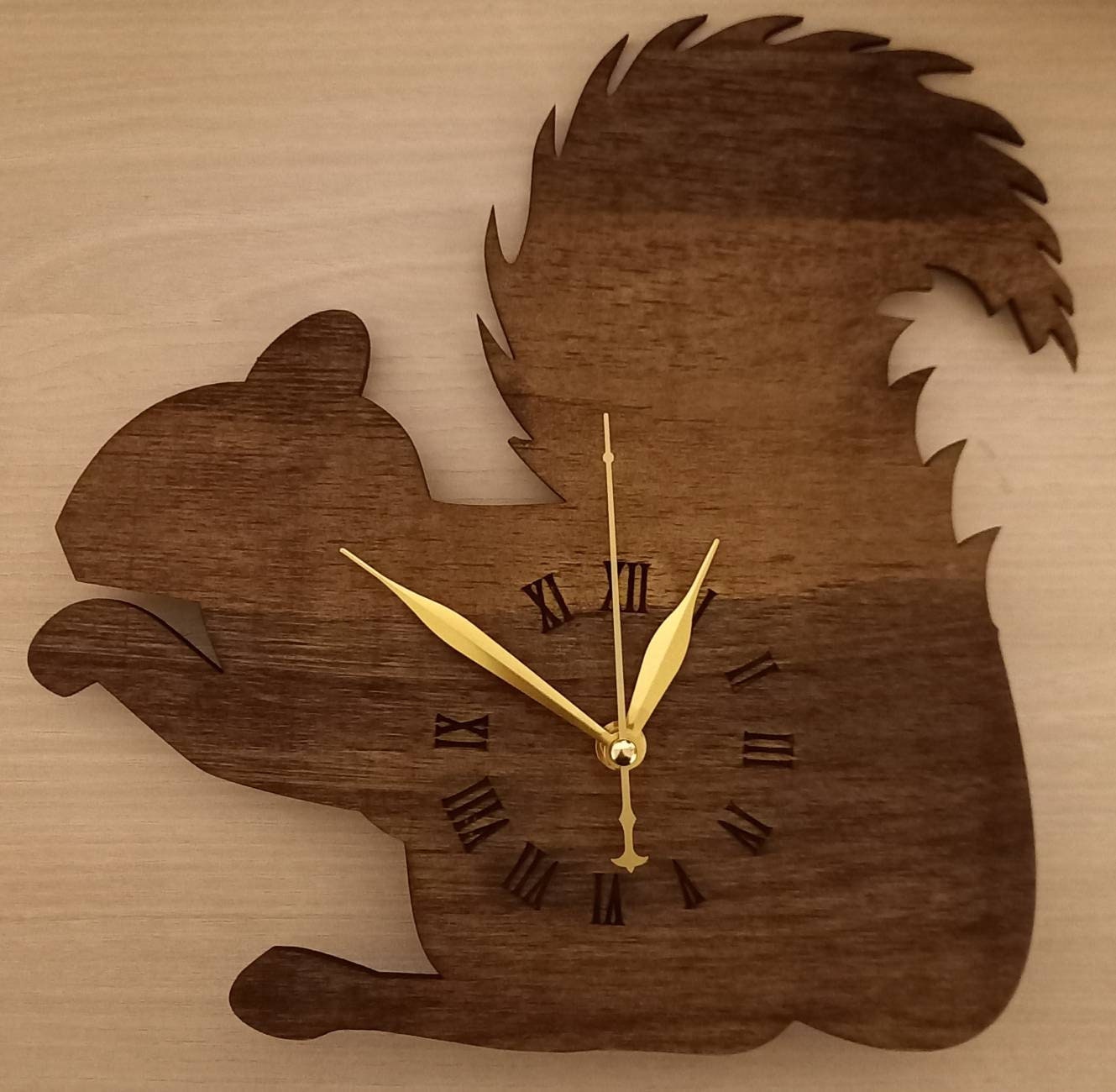 Wooden wall clock squirrel wall clock walnut | Etsy