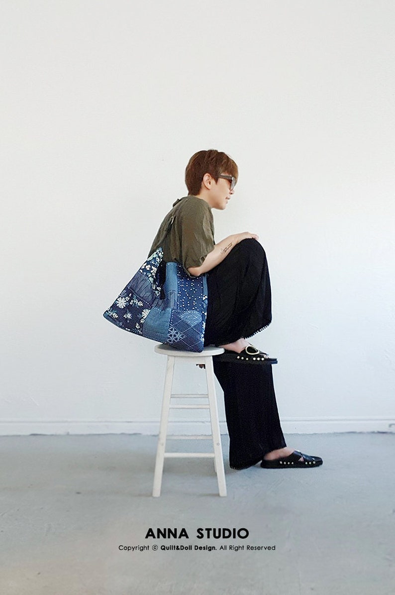 Denim Patchwork Hobo Bag. Quilt Pattern. PDF File Designed by Anna ...