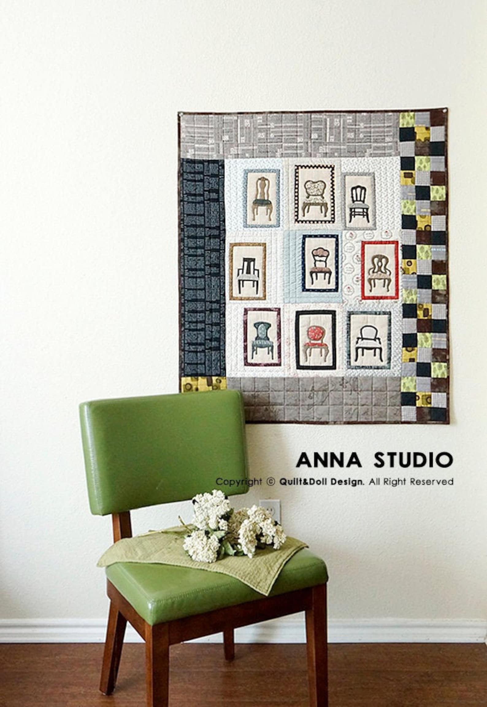 Chair Quilt. Hand Applique Quilt Pattern 36"x42" Designed by Anna ...