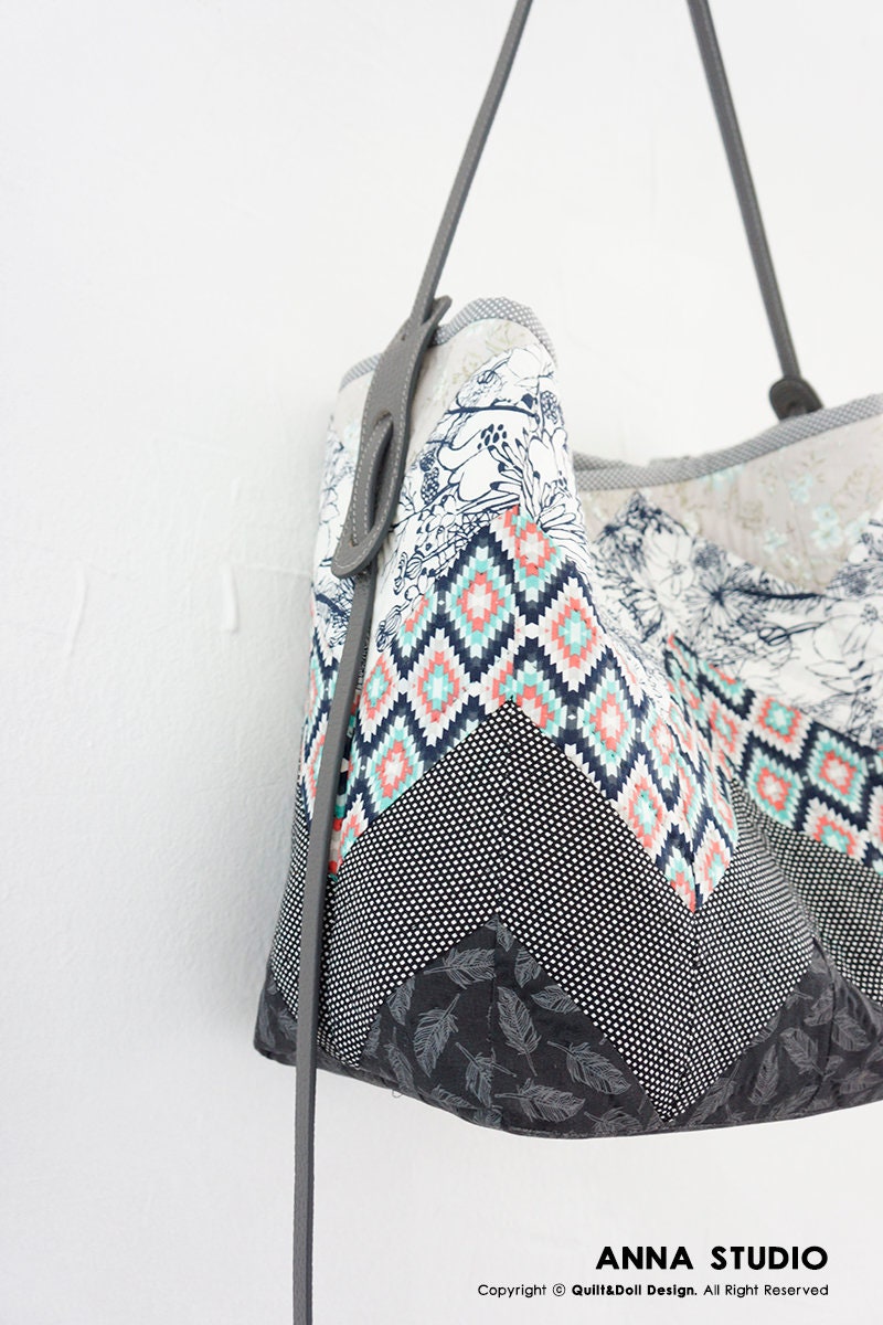 Summer Time Patchwork Shoulder Big Bag. PDF File PATTERN. - Etsy