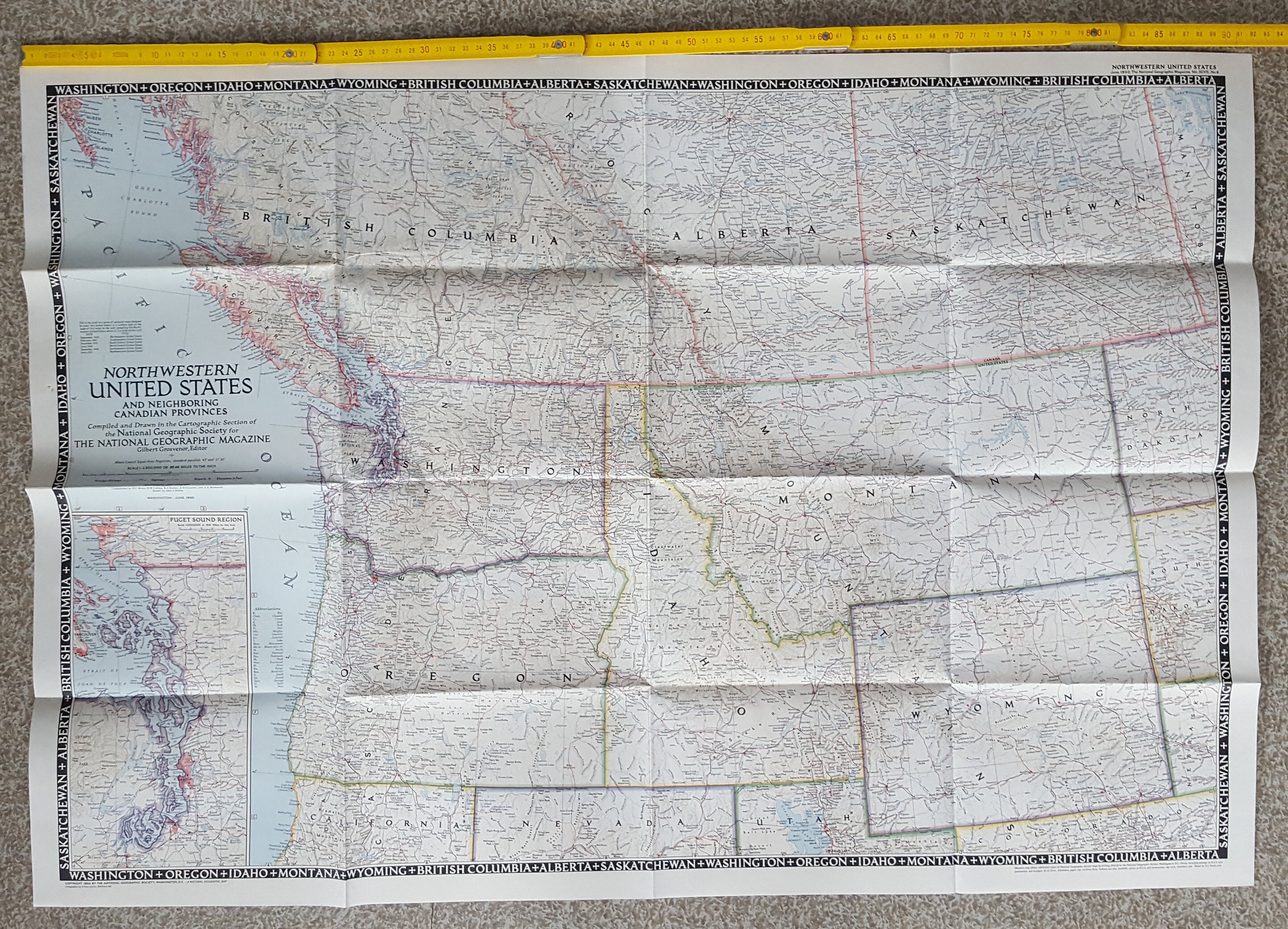 Nice Vintage 1950 Map of Northwestern United States (and Canadian ...