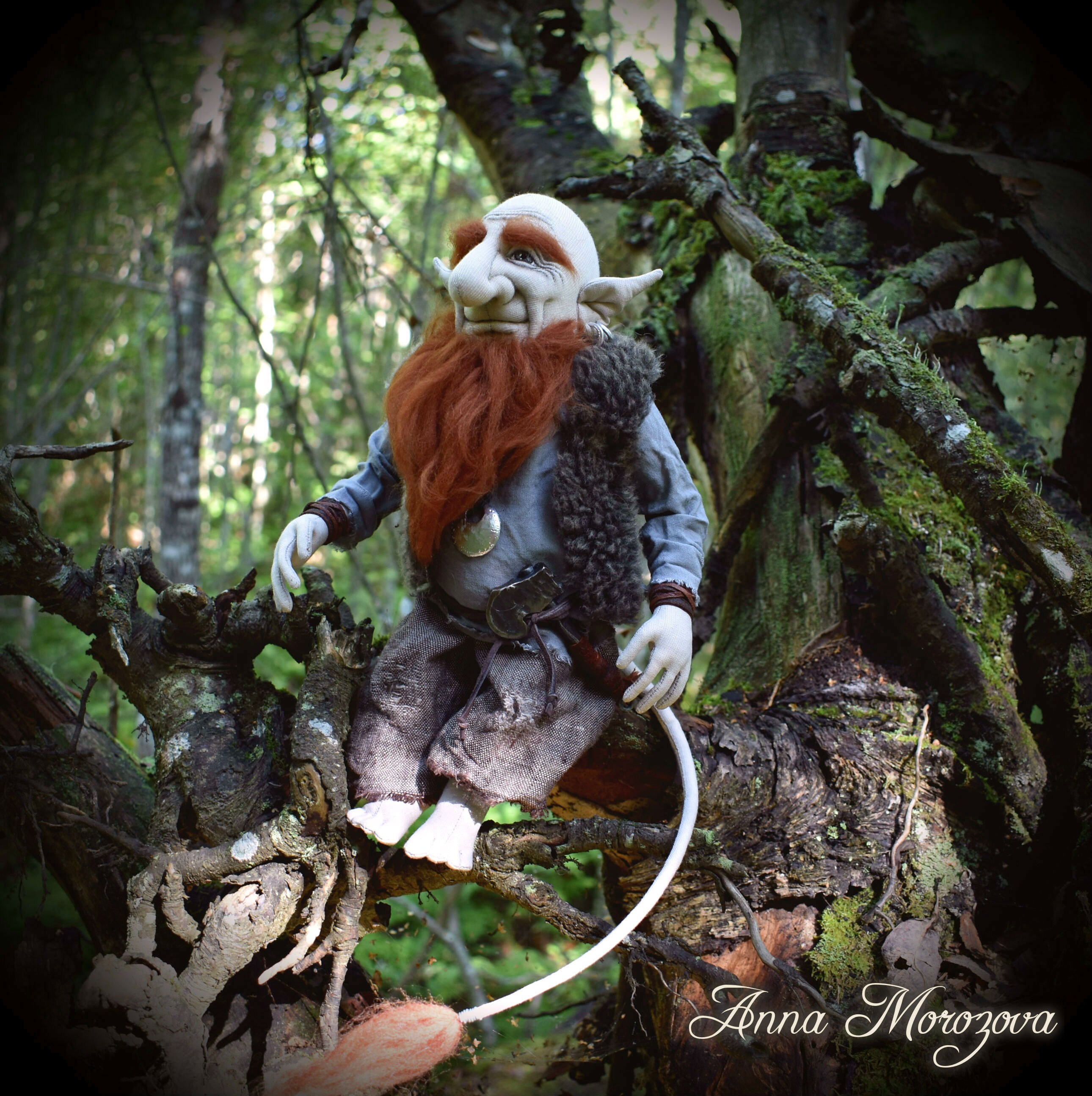 Doll bald troll with a forged ax Fantasy decor sculpture | Etsy