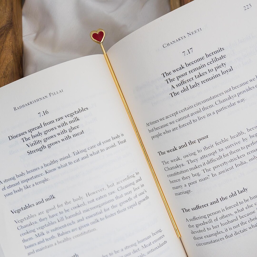 Heart Bookmark, Gold Bookmark, Cute Love Bookmark, Brass Metal Bookmark ...