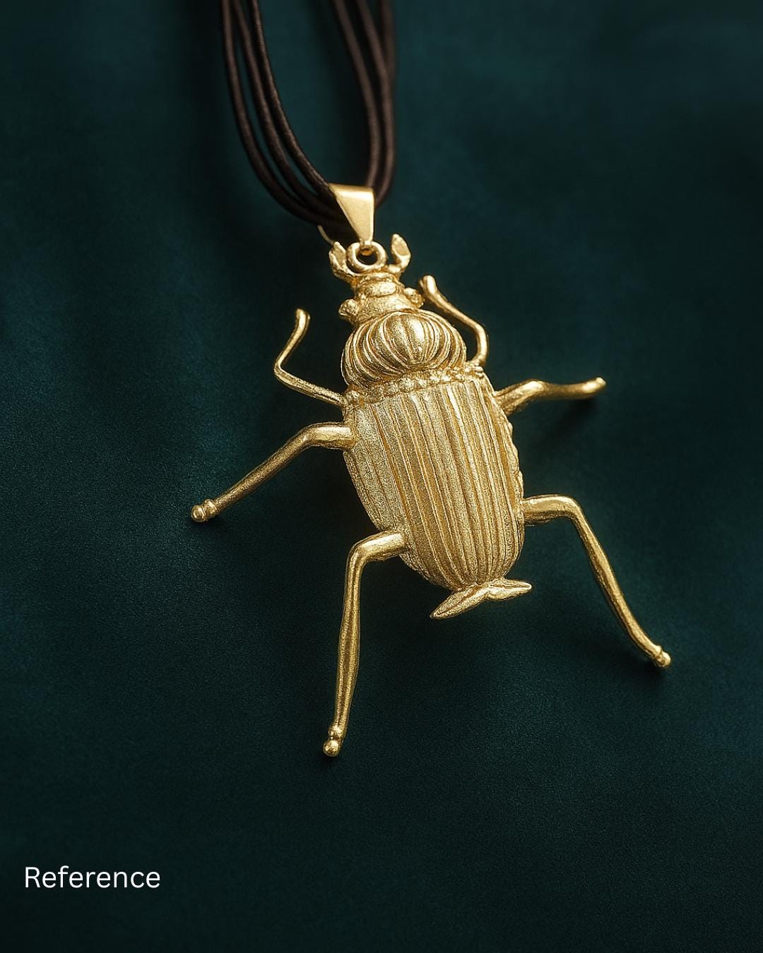 Gold Beetle Pendant Necklace: Statement Bug Jewelry, Adjustable Thread ...
