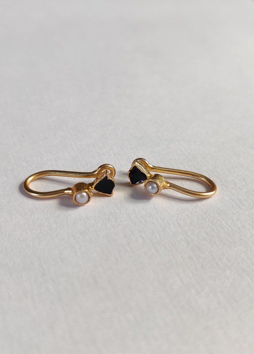 Pearl Nose Pin/ Gold Pearl Earcuffs, Multi Use Jewelry, Handmade Gold ...