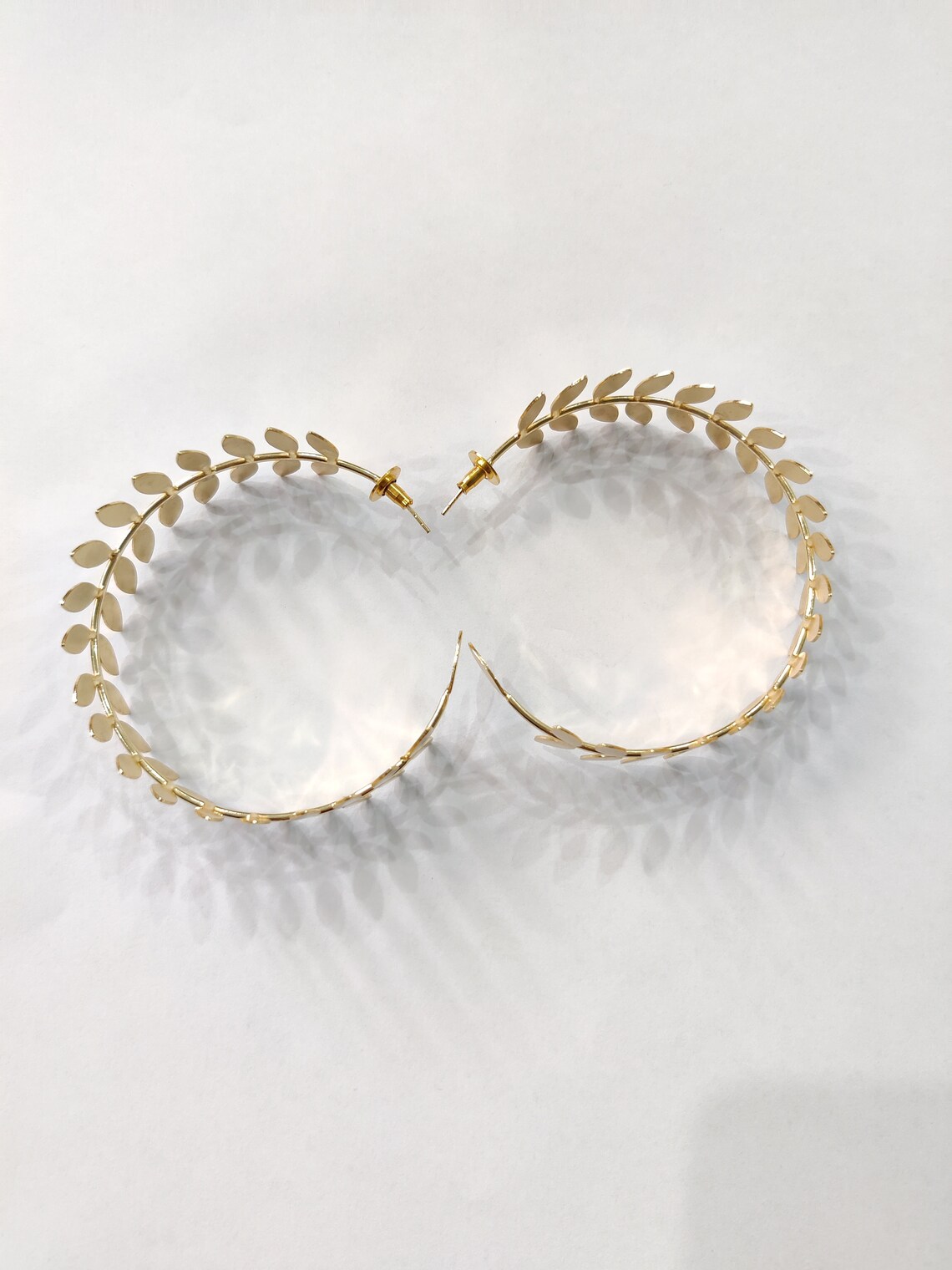 Bold Statement Hoops Big Gold Hoops Leaf Hoops Modern Gold - Etsy