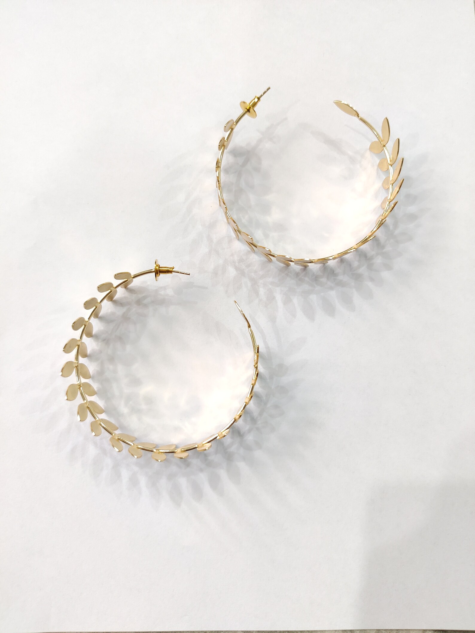 Bold Statement Hoops, Big Gold Hoops, Leaf Hoops, Modern Gold Hoop ...