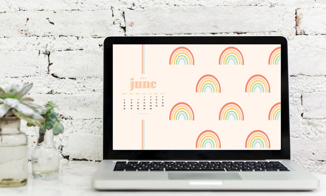 2023 Retro Patterned Desktop Calendars Desktop Wallpaper - Etsy UK