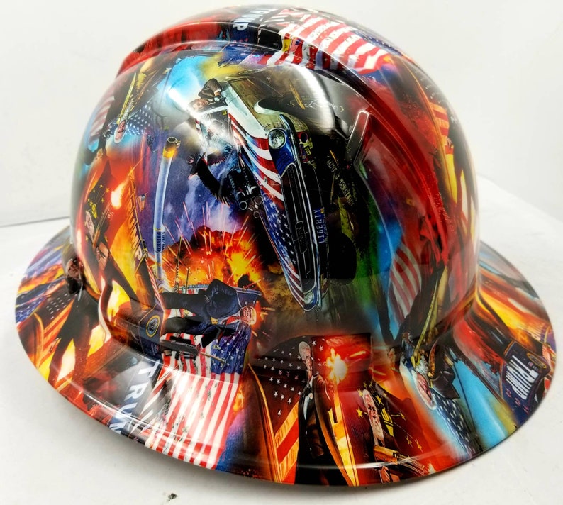 Full Brim Hydro Dipped Custom Hard Hat In Trump Make America Etsy