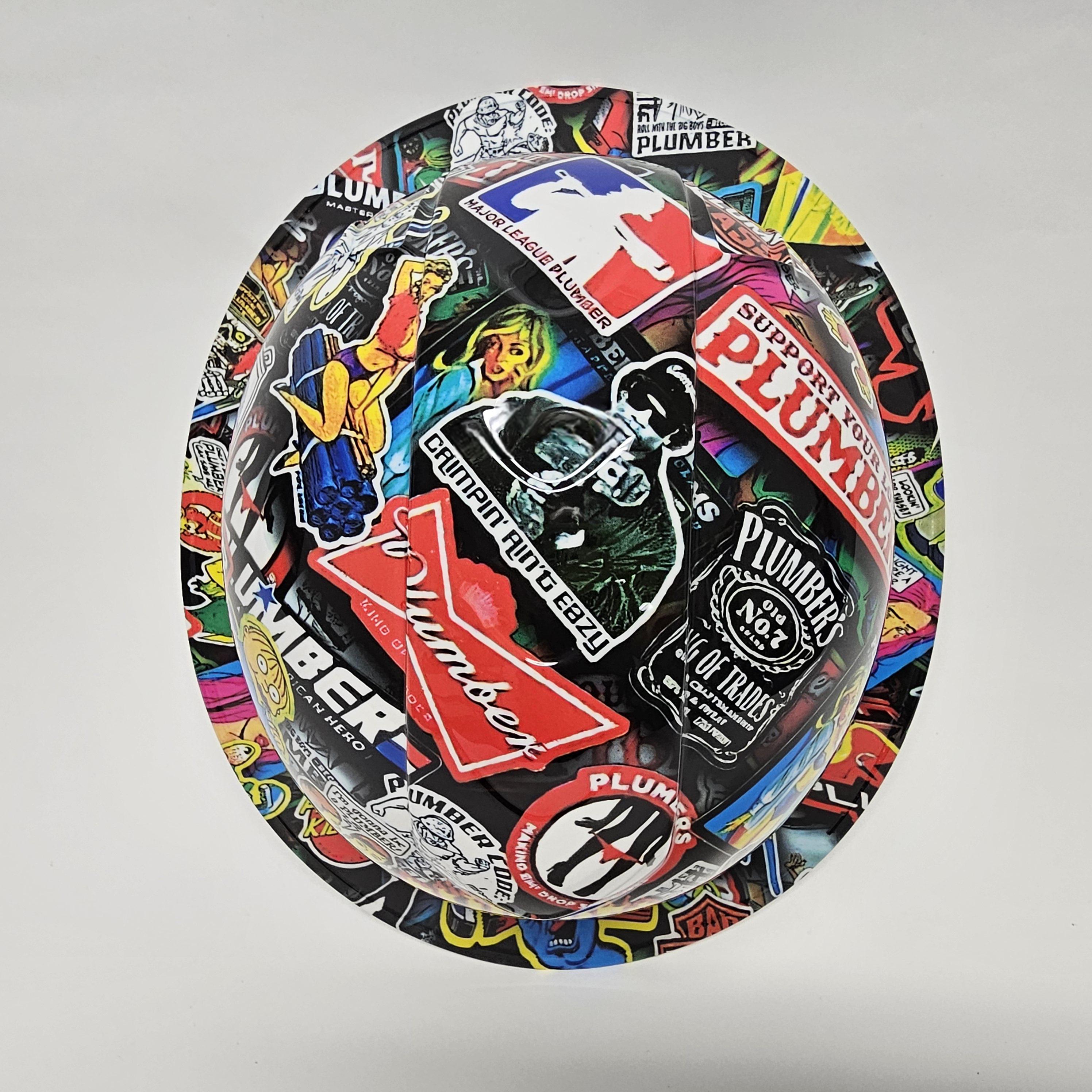 Full Brim Hard Hat Custom Hydro Dipped in Plumber Sticker Bomb - Etsy