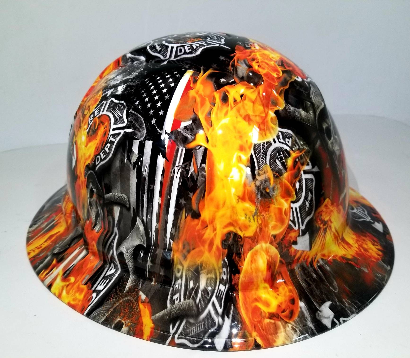 Full Brim Hydro Dipped Custom Hard Hat in Thin Red Line | Etsy