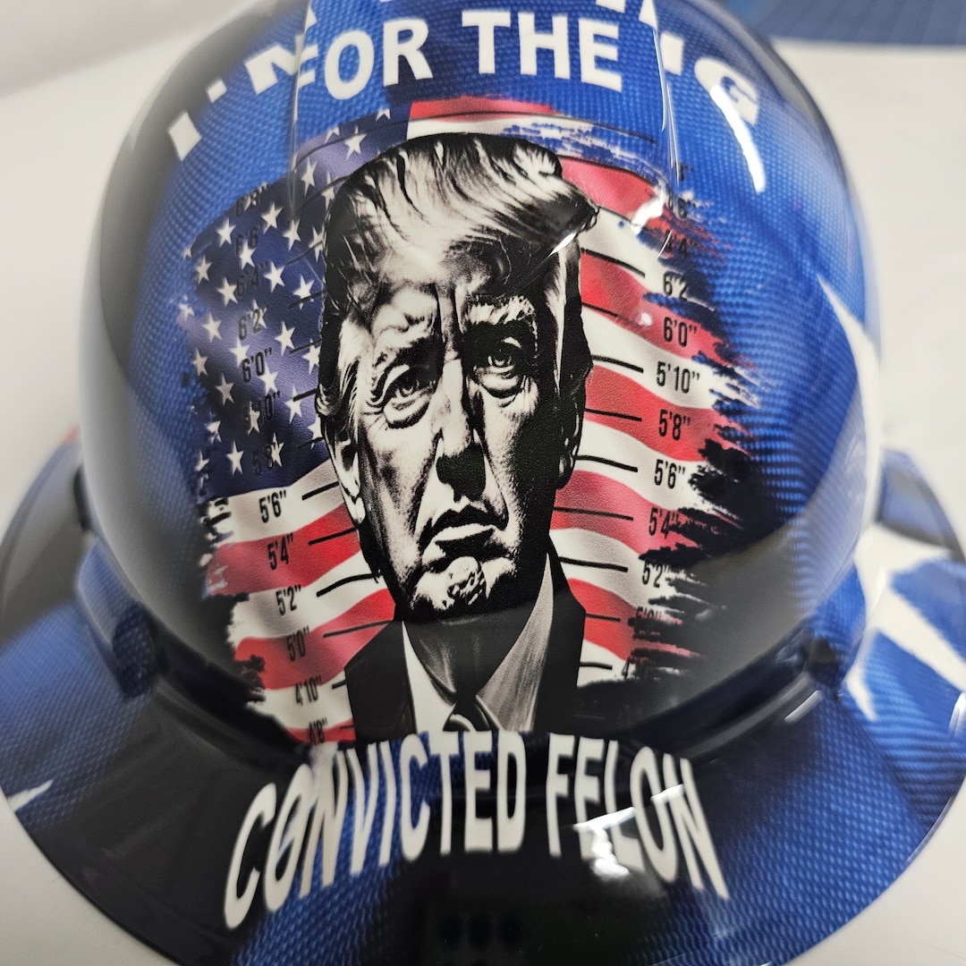 Full Brim Hard Hat Custom Hydro Dipped in Trump Voting for the ...