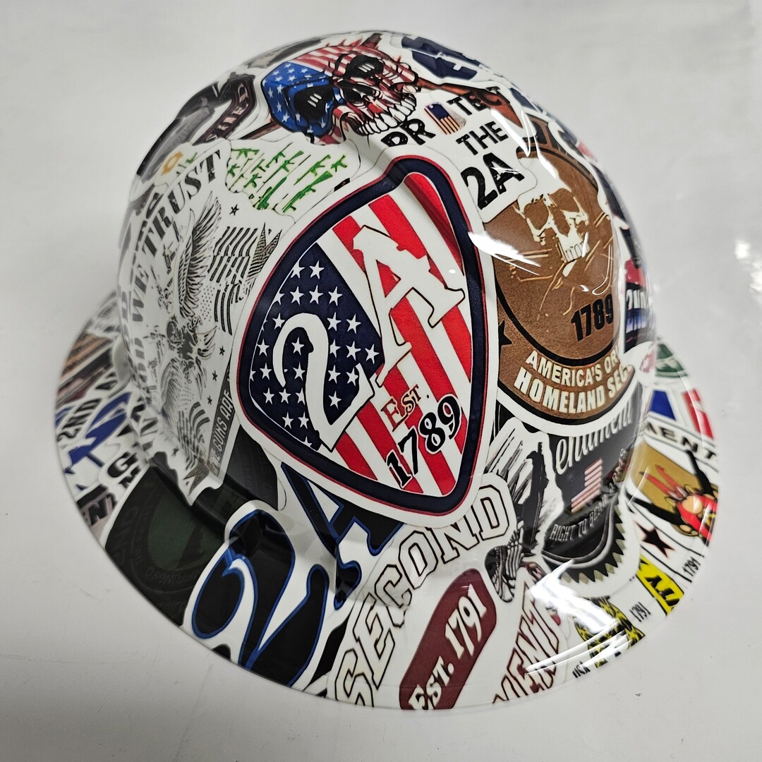 Full Brim Hard Hat Custom Hydro Dipped in American 2nd Amendment ...
