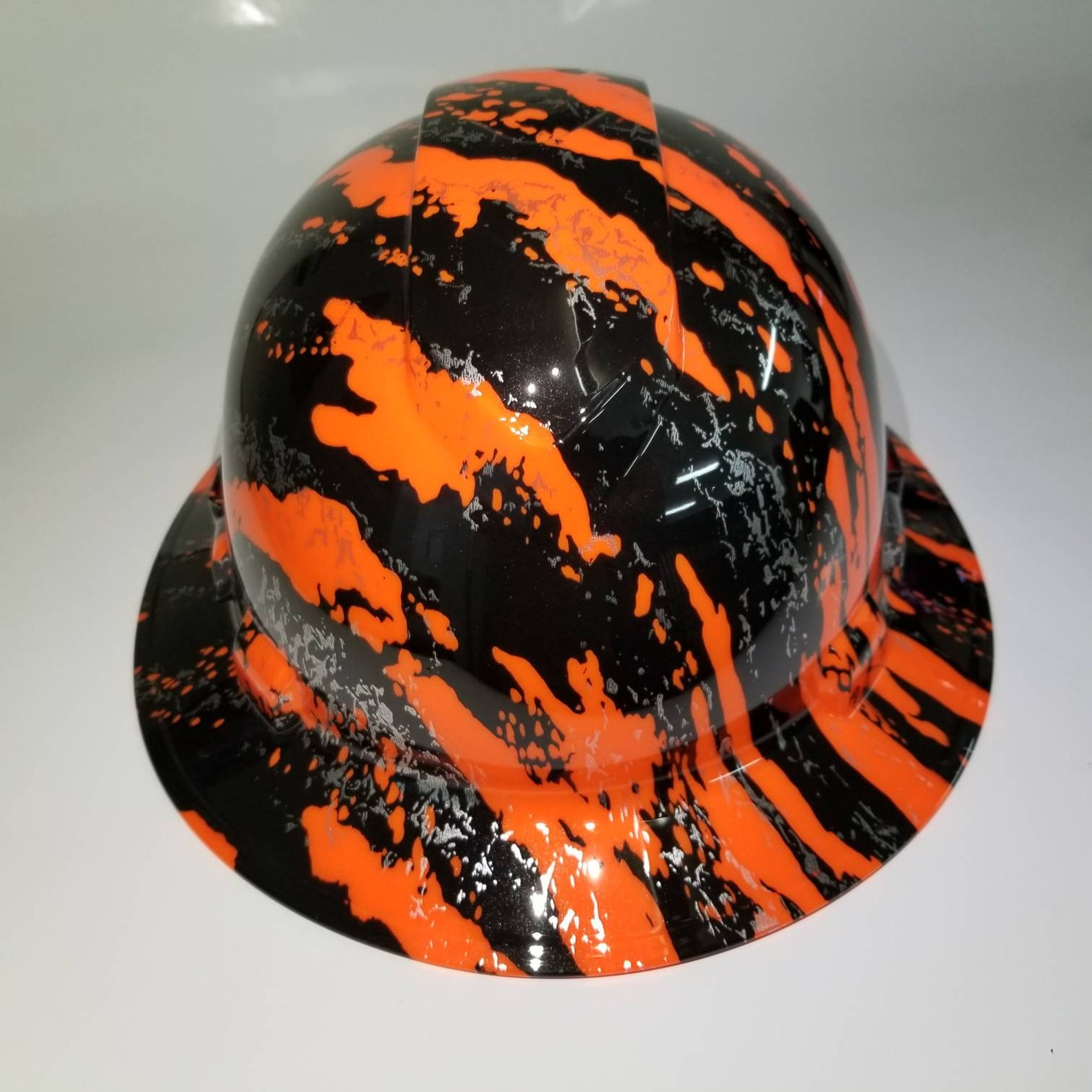 Full Brim Hydro Dipped Custom Hard Hat in Orange Urban Camo - Etsy