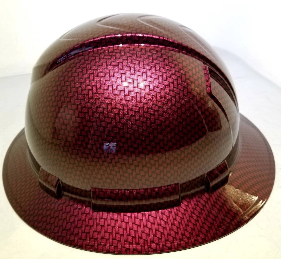 Full Brim Hydro Dipped Custom Hard Hat in Brandy Wine Red Big | Etsy
