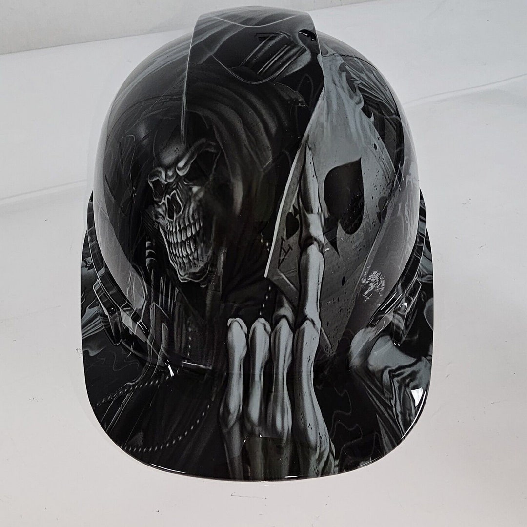 Cap Style Hard Hat Custom Hydro Dipped in Slate GRAY ACE of SKULLS - Etsy