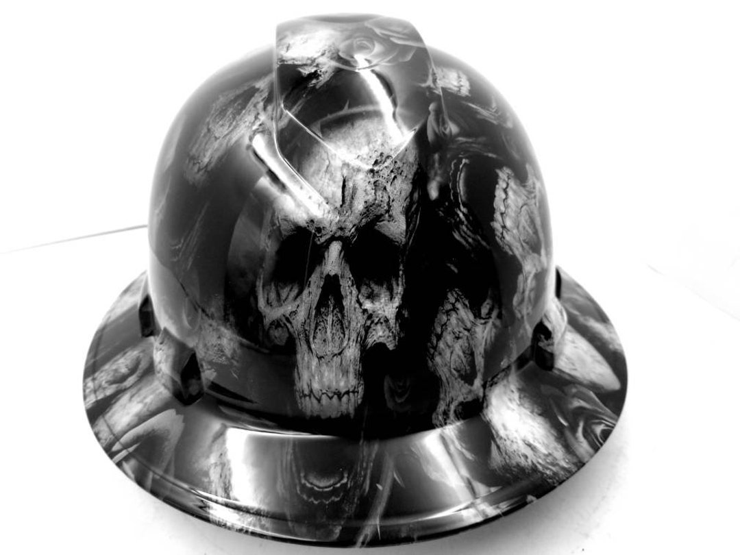 Full Brim Hydro Dipped Custom Hard Hat Dipped in 3D Bonehead Osha ...