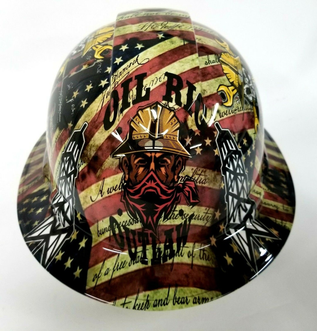 Full Brim Hydro Dipped Custom Hard Hat in OIL RIG OUTLAW - Etsy