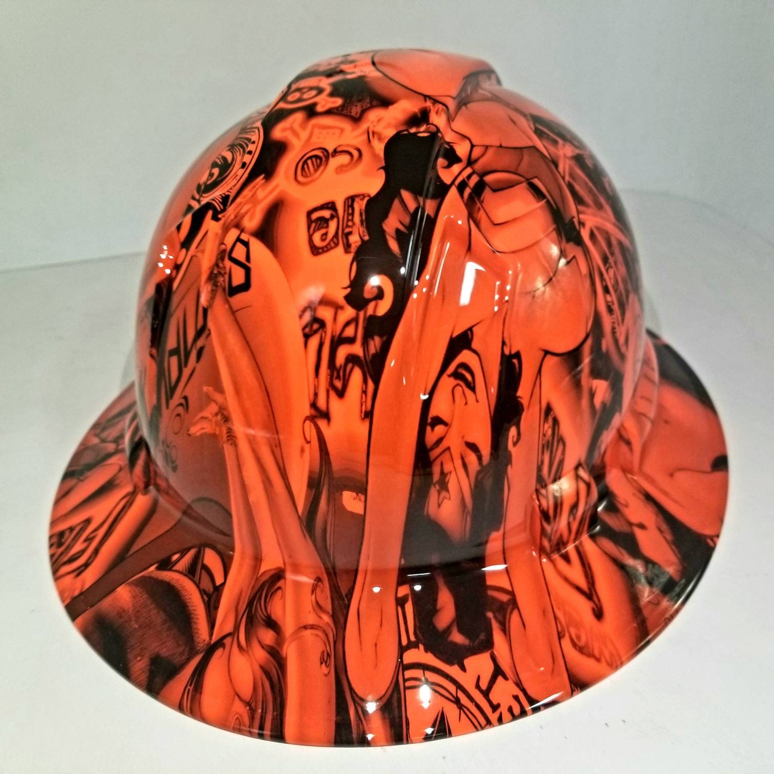Full Brim Hydro Dipped Custom Hard Hat in Orange Bad Bones | Etsy