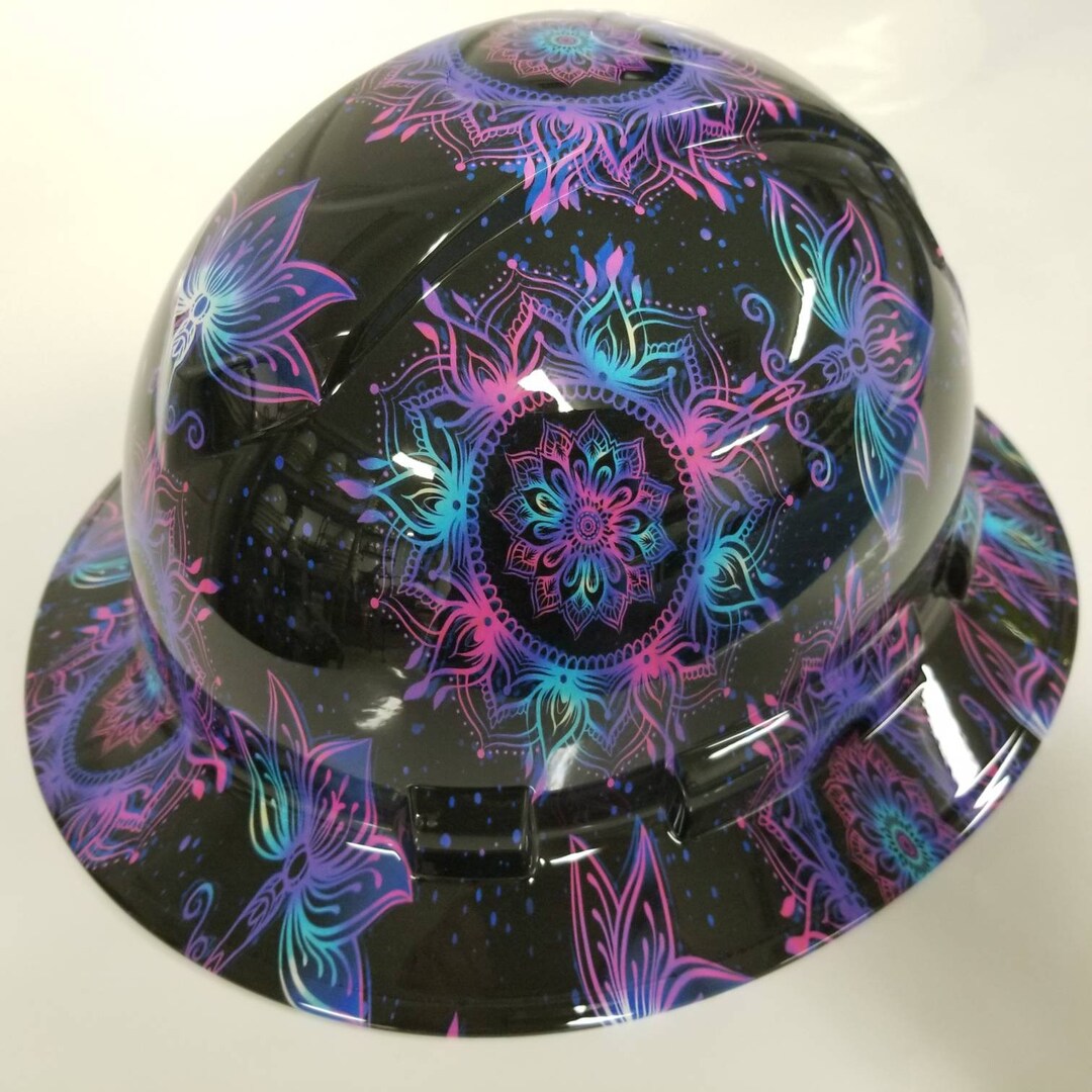 New Full Brim Hard Hat Custom Hydro Dipped LOTUS FLOWERS NEON - Etsy