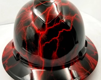Hard Hat Ridgeline Full Brim Custom Red Lightning Hydro Dipped - Etsy