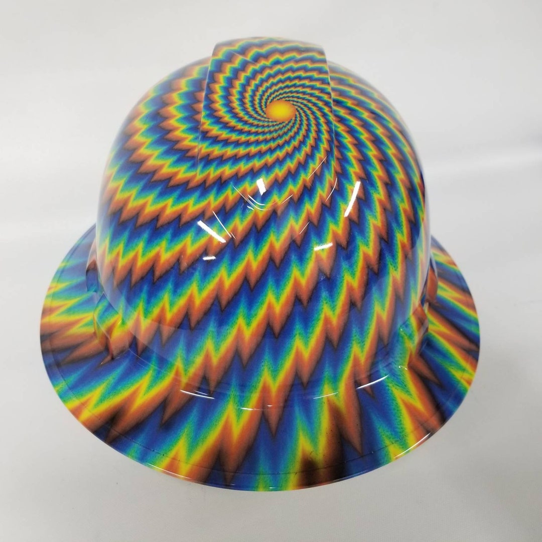 Full Brim Hydro Dipped Custom Hard Hat in Twisted Illusion Acid Trip ...