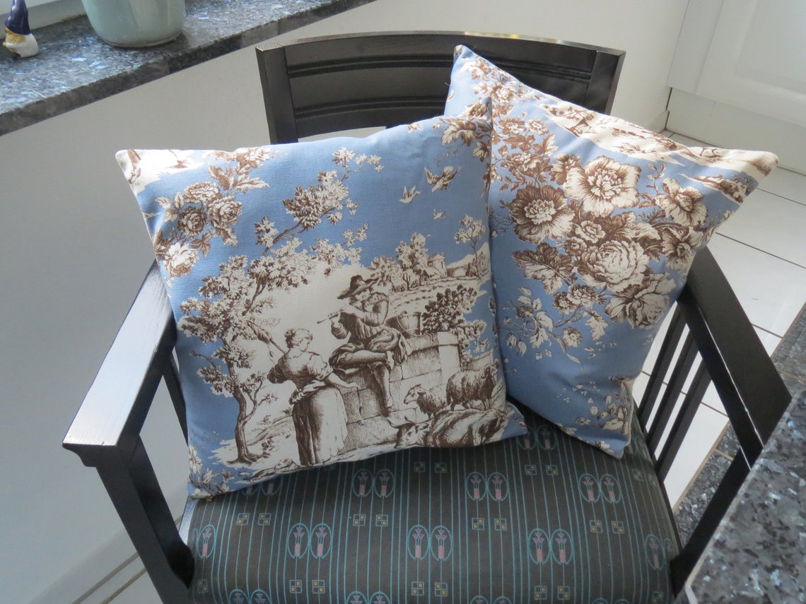 Kissenbezug Toile de iouy blau 40 x 40 cm - Etsy.de