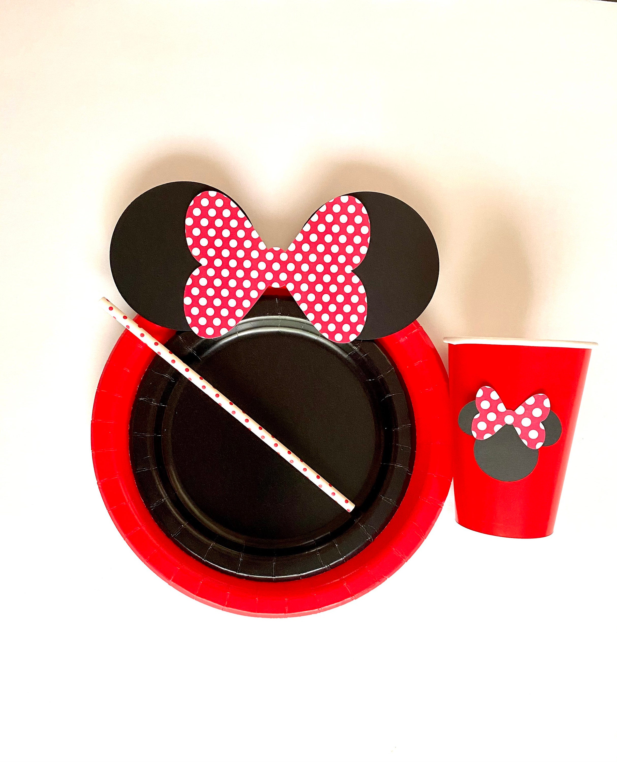Minnie Mouse Red Polka Dots Bow Birthday Table Set Plates - Etsy
